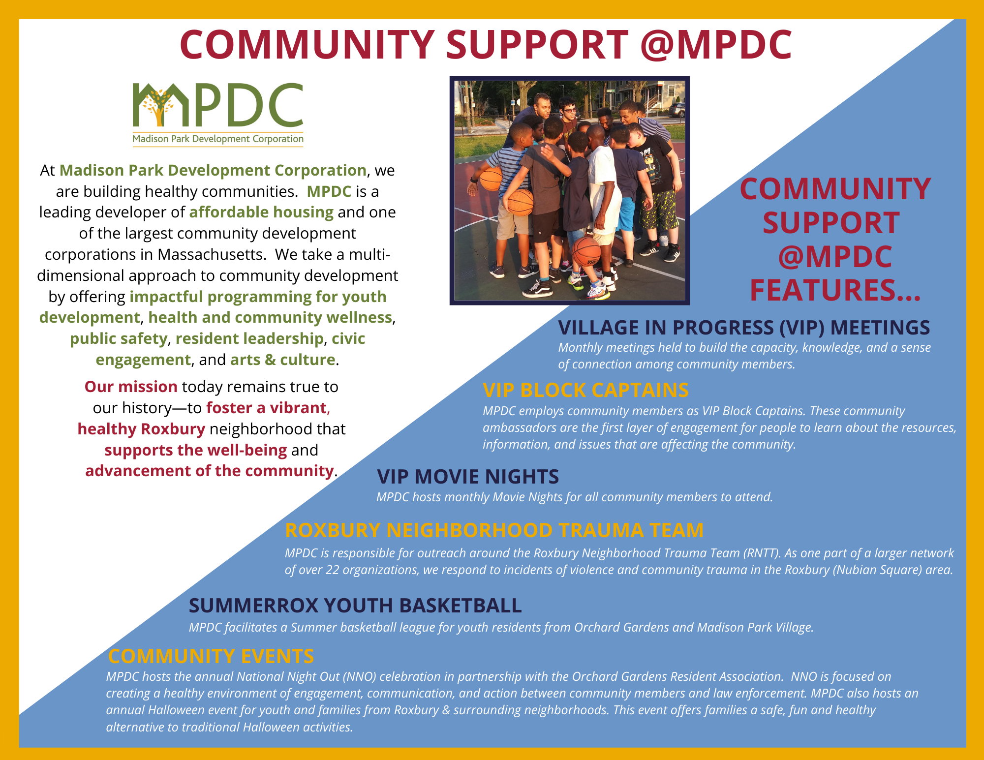 Community Support - Madison Park Development Corporation