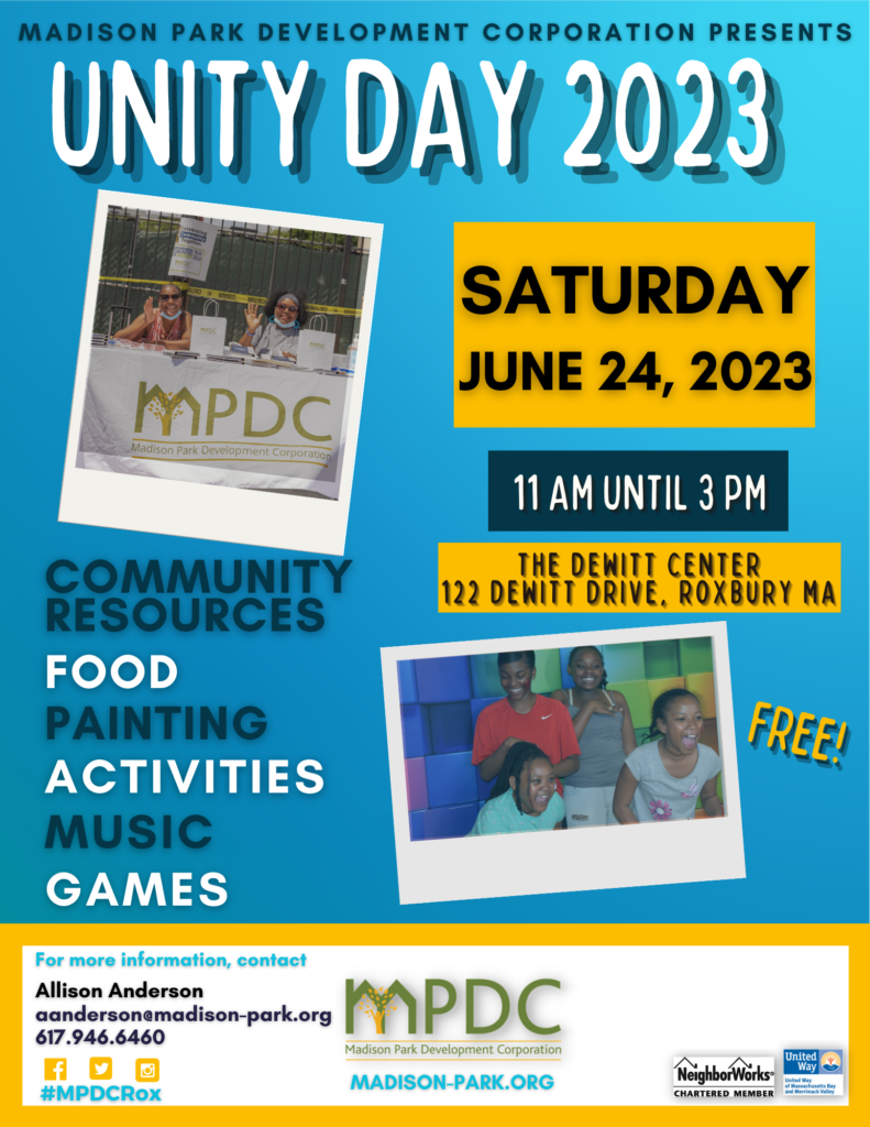 UNITY DAY FLYER 2023 DRAFT 1 - Madison Park Development Corporation