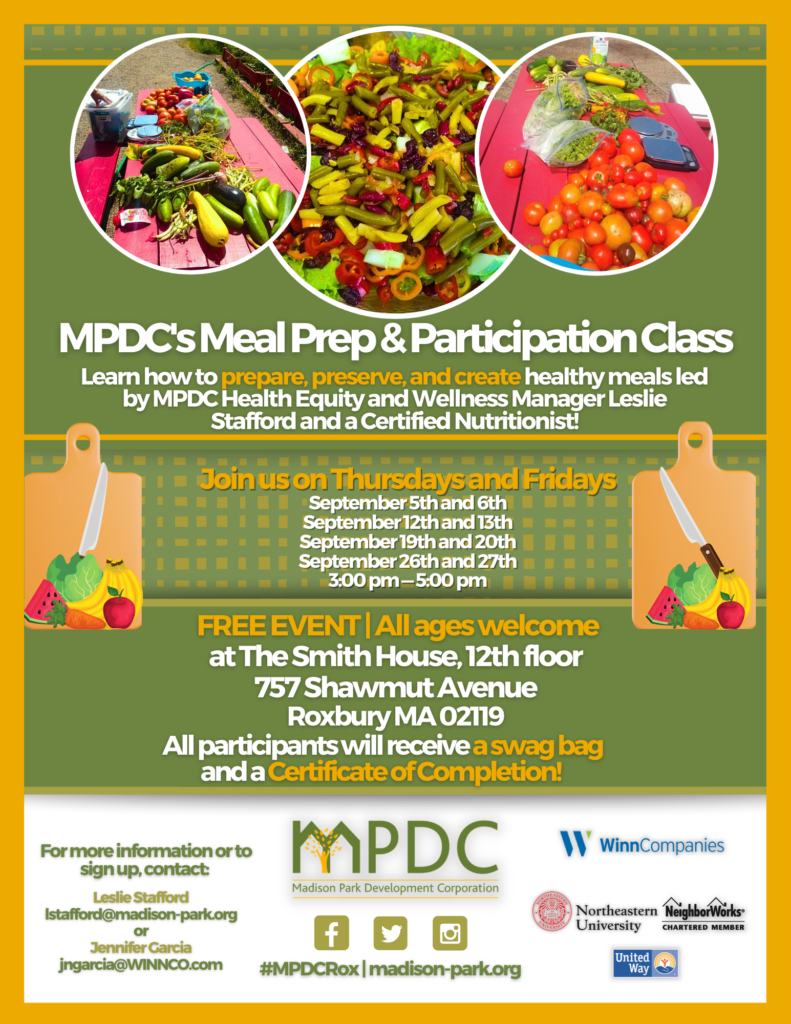 MPDC's Fall 2024 Meal Prep and Participation (MPP) Classes - Madison Park Development Corporation